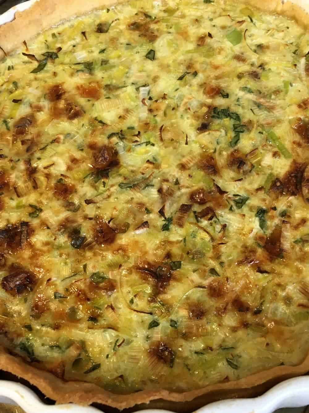 Basil, Leek and Stilton Quiche - Homegrown Herb Garden